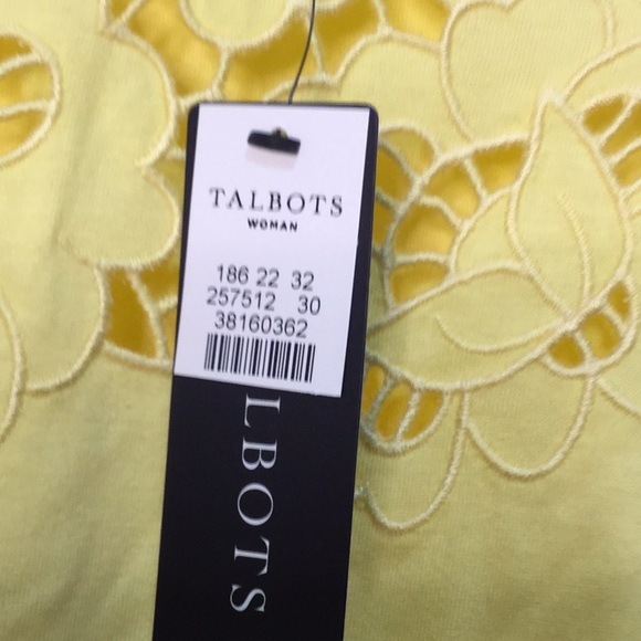 Talbots | Tops | Talbots 3x Yellow T Floral Embroidered Yellow Nwt ...